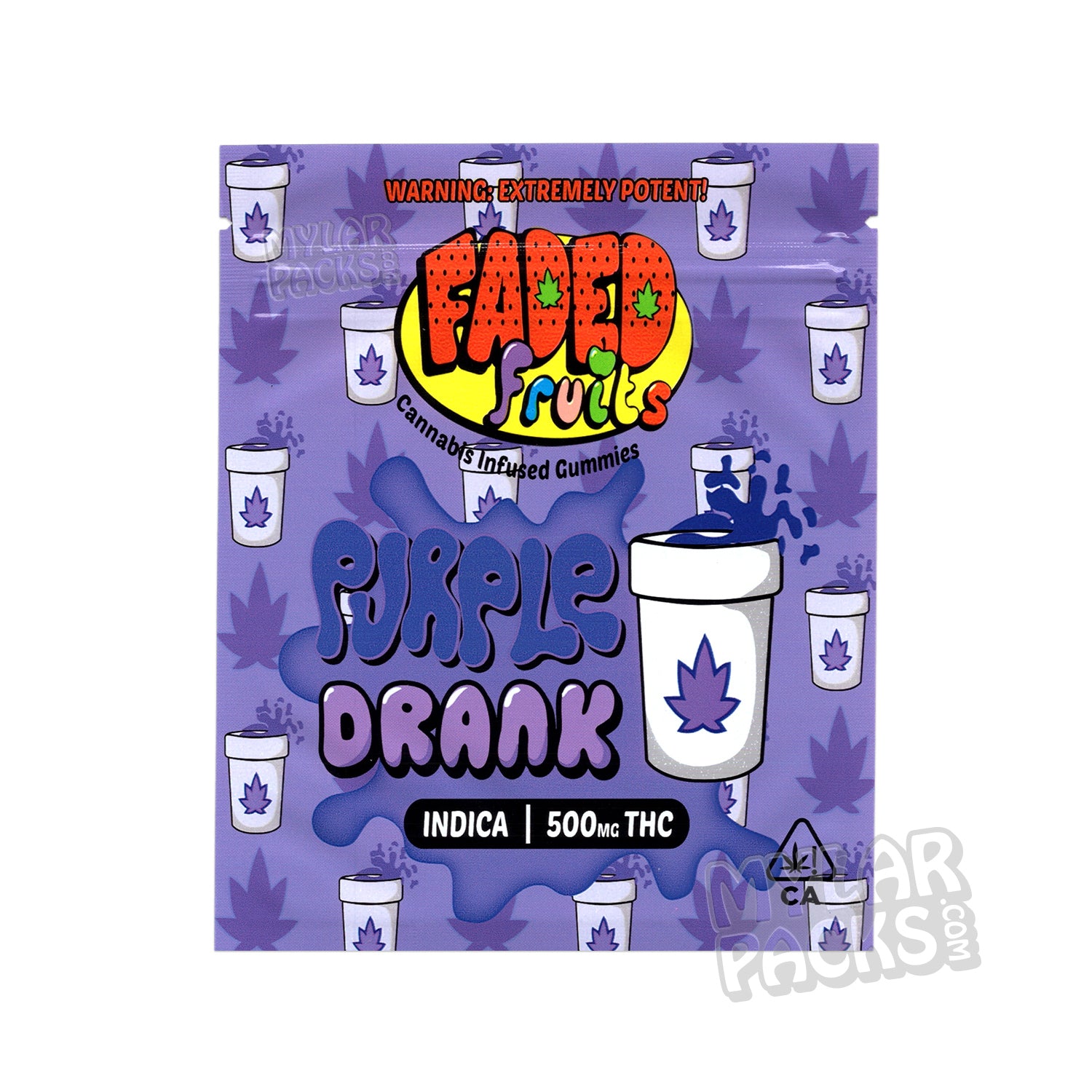 Faded Fruits Purple Drank 500mg Empty Mylar Bags – MylarPackaging.com