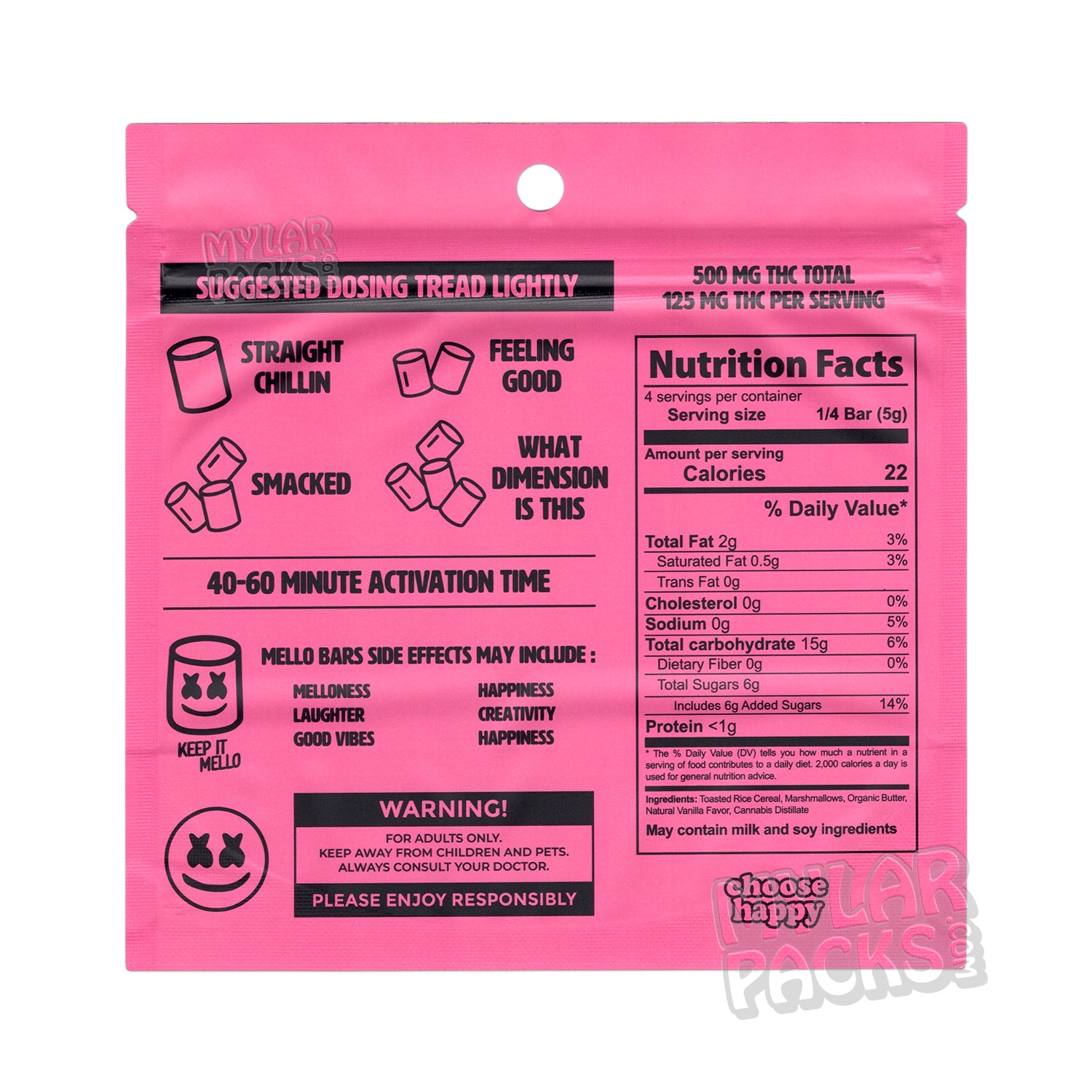 Mello Bars Rainbow 500mg Empty Mylar Bags Edibles Packaging ...