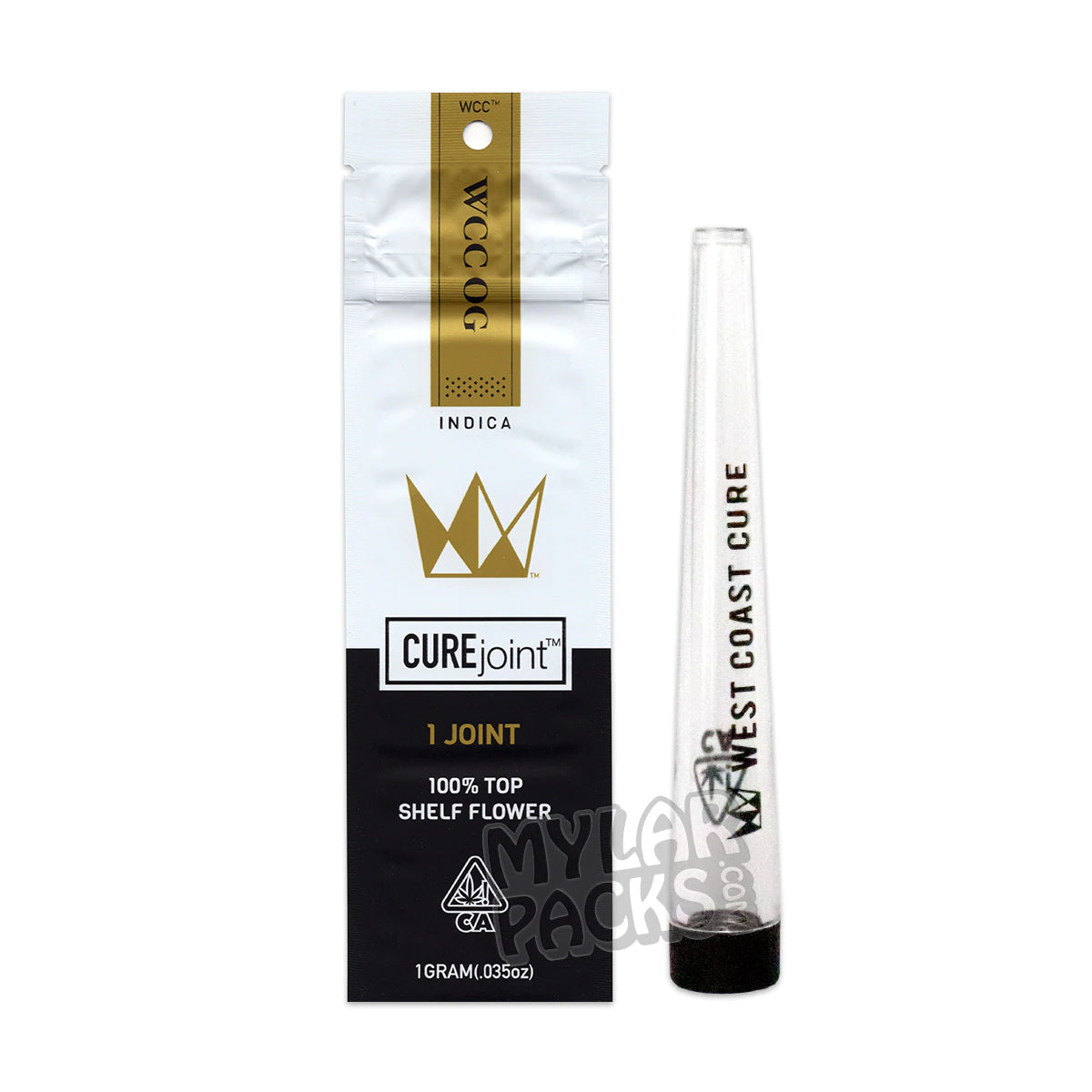 West Coast Cure WCC OG Single Preroll Empty White Mylar Bag with Hard ...