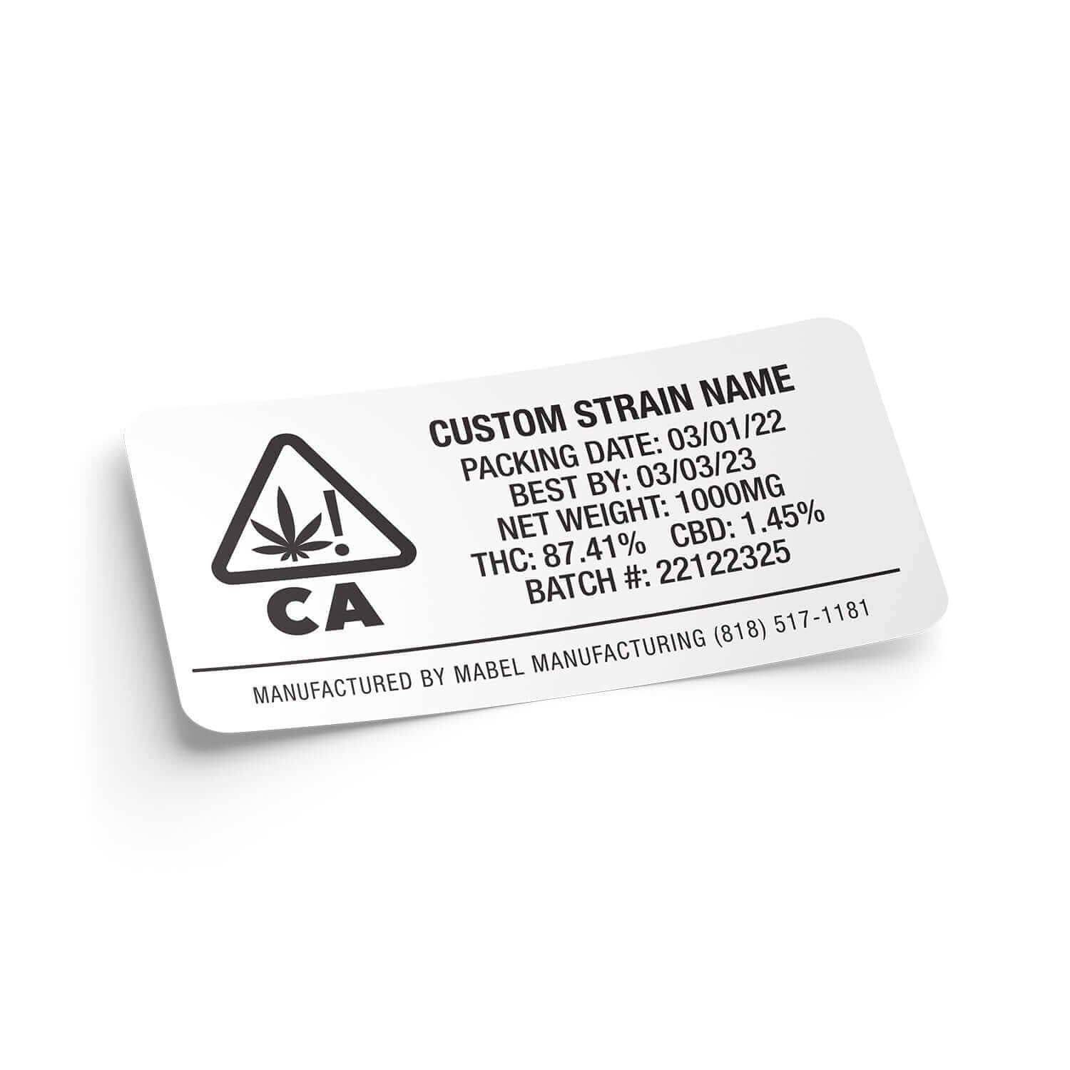 Custom CA Compliant Strain Labels: CA State Warning Stickers ...