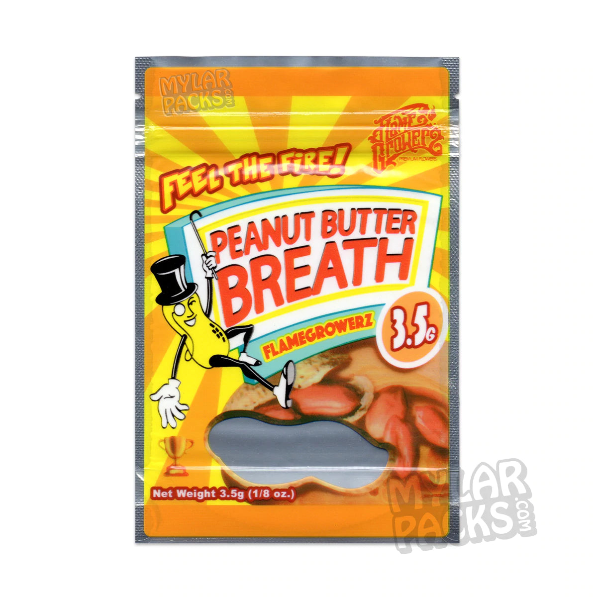 Peanut Butter Breath by Flame Growerz 3.5g Empty Mylar Bag Flower Dry ...